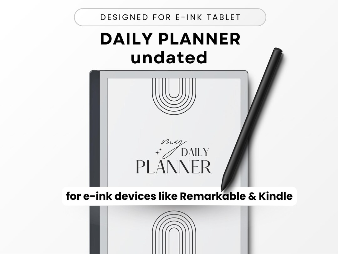 E-ink Undated Daily Planner for Remarkable, Paper Pro, Kindle Scribe ...