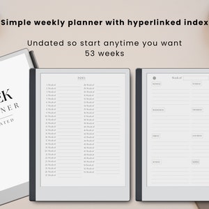 Simple Week Planner for E-ink Tablets, Weekly Planner, Digital Planner ...