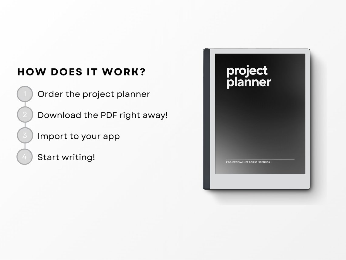 Template Project for E-ink Tablet, Project Planner, Interactive PDF ...