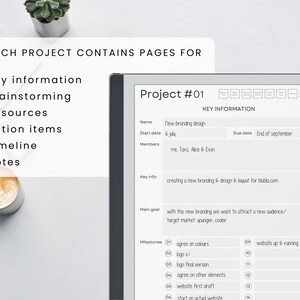 Project Template for E-ink Tablet, Project Planner, Interactive PDF ...