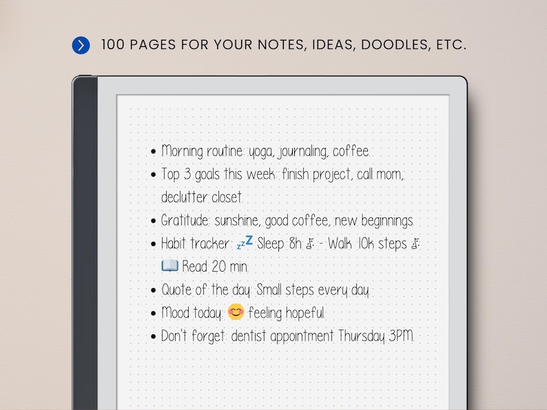 Bullet Journal, Dot Grid Notebook for E-ink Tablet as Remarkable 2 ...