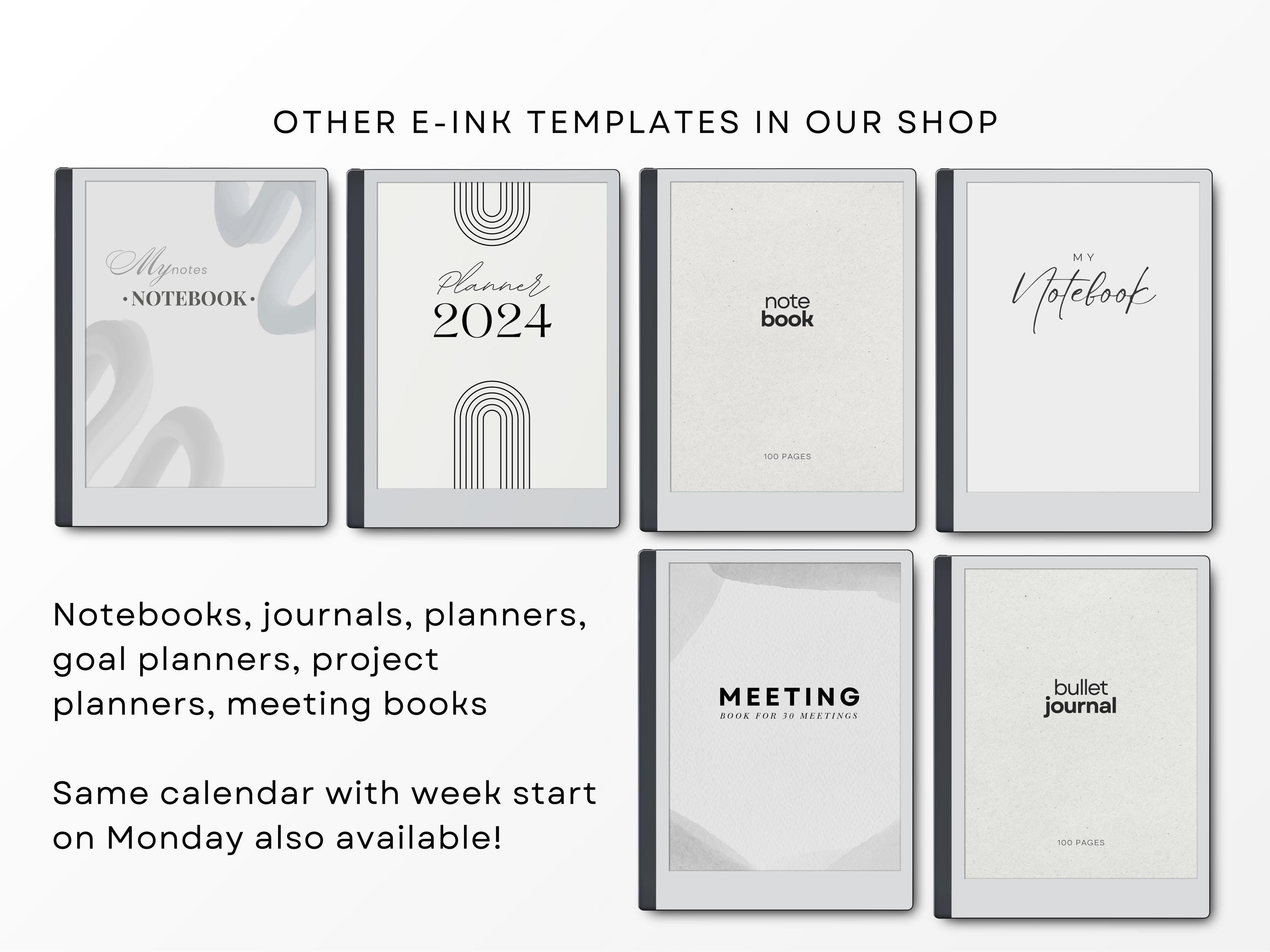2025 Calendar Template for E-ink Tablet, Sunday Week Start, Monthly ...