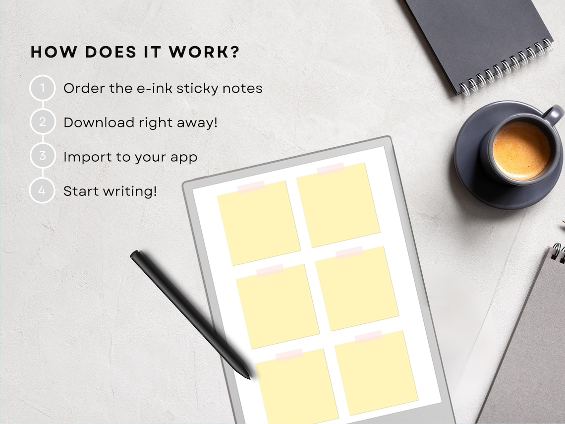 Sticky Notes Template, Remarkable Paper Pro, Digital Post It (digital ...