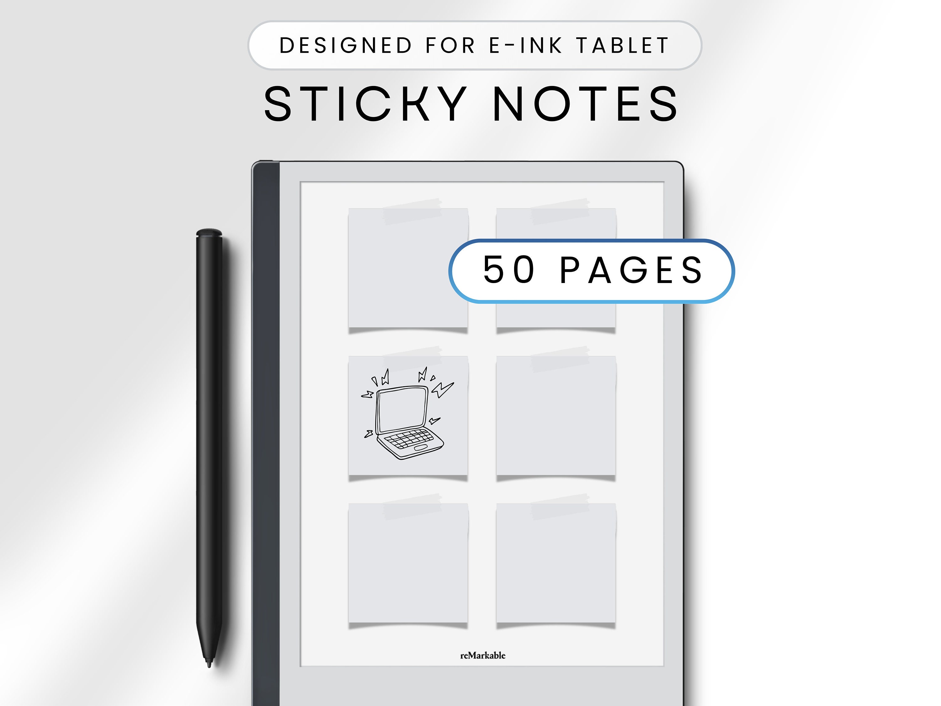 Sticky Notes for E-ink Tablet, Post It Template, Eink Accessories ...