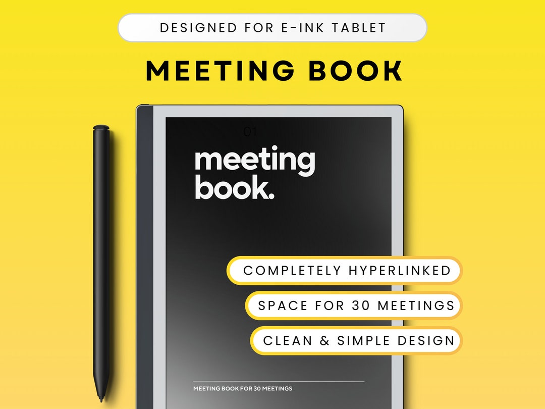 Meeting Book Template for E-ink Tablet, Meeting Notes, Hyperlinked PDF ...