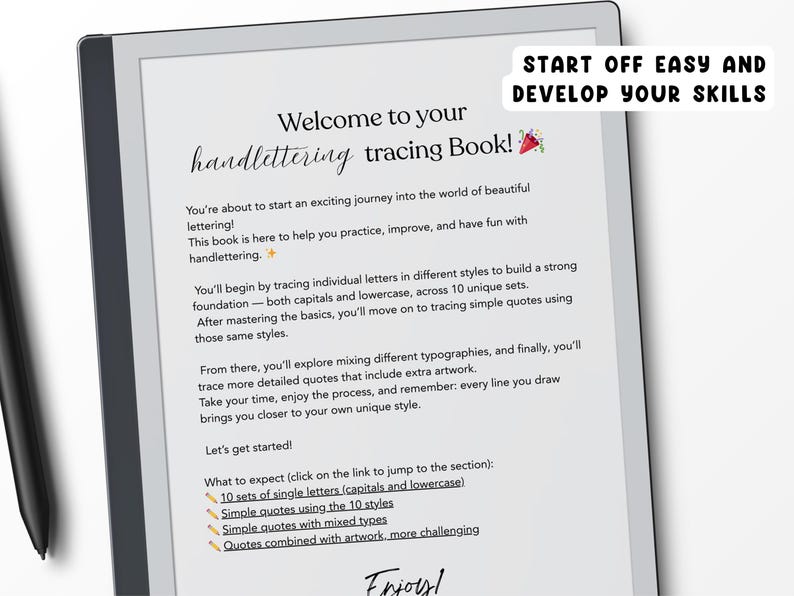 Handlettering Calligraphy Tracing Book for Remarkable Kindle Scribe ...