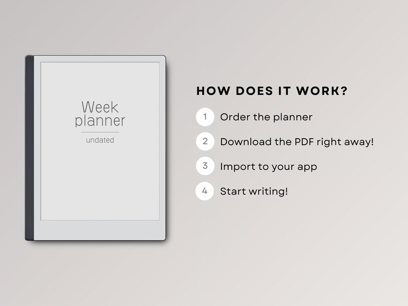 Simple Week Planner for E-ink Tablets, Weekly Planner, Digital Planner ...