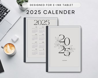 2025 Calendar Template for E-ink Tablet, Monthly Calendar, Paper Tablet ...