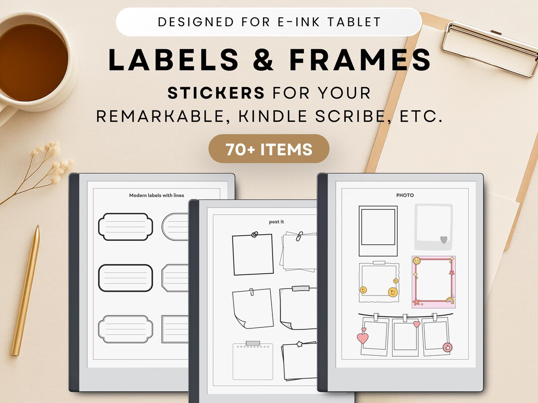 E-ink Tablet Labels & Frames: Digital Journaling Stickers (PDF Download ...