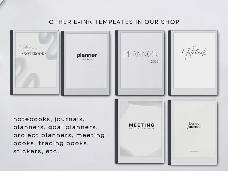 2026 Calendar Template for E-ink Tablet as Remarkable 2, Paper Pro ...