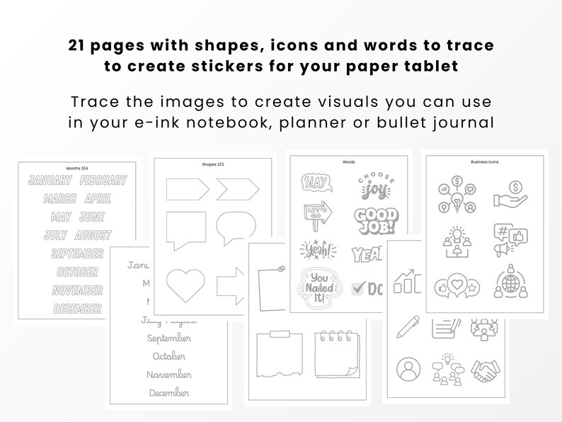 Shapes, Visuals, Images, Letters to Create Stickers for E-ink-tablet ...