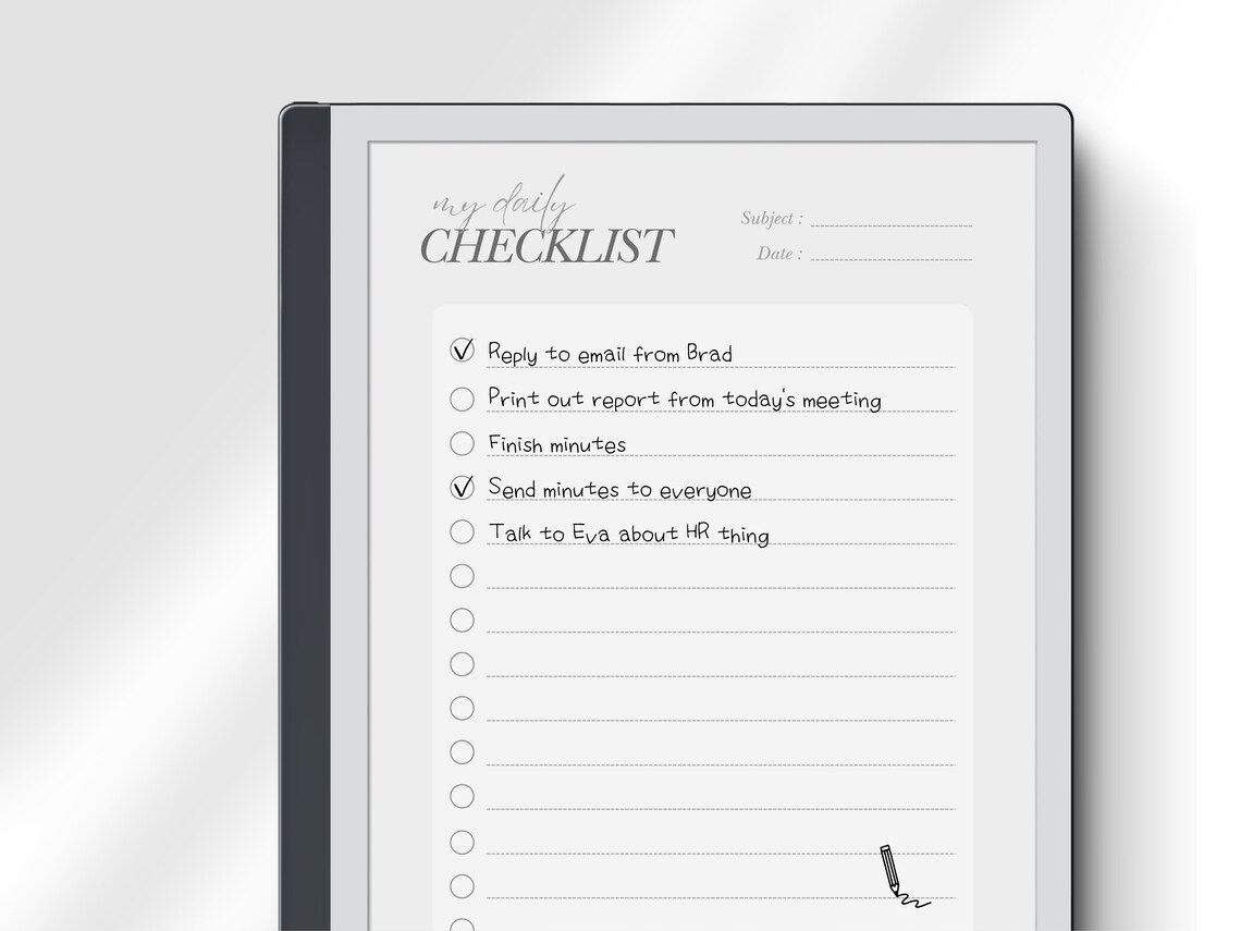 To Do List Template for E-ink Tablet, Bundle, Daily Todo List, Tasks ...