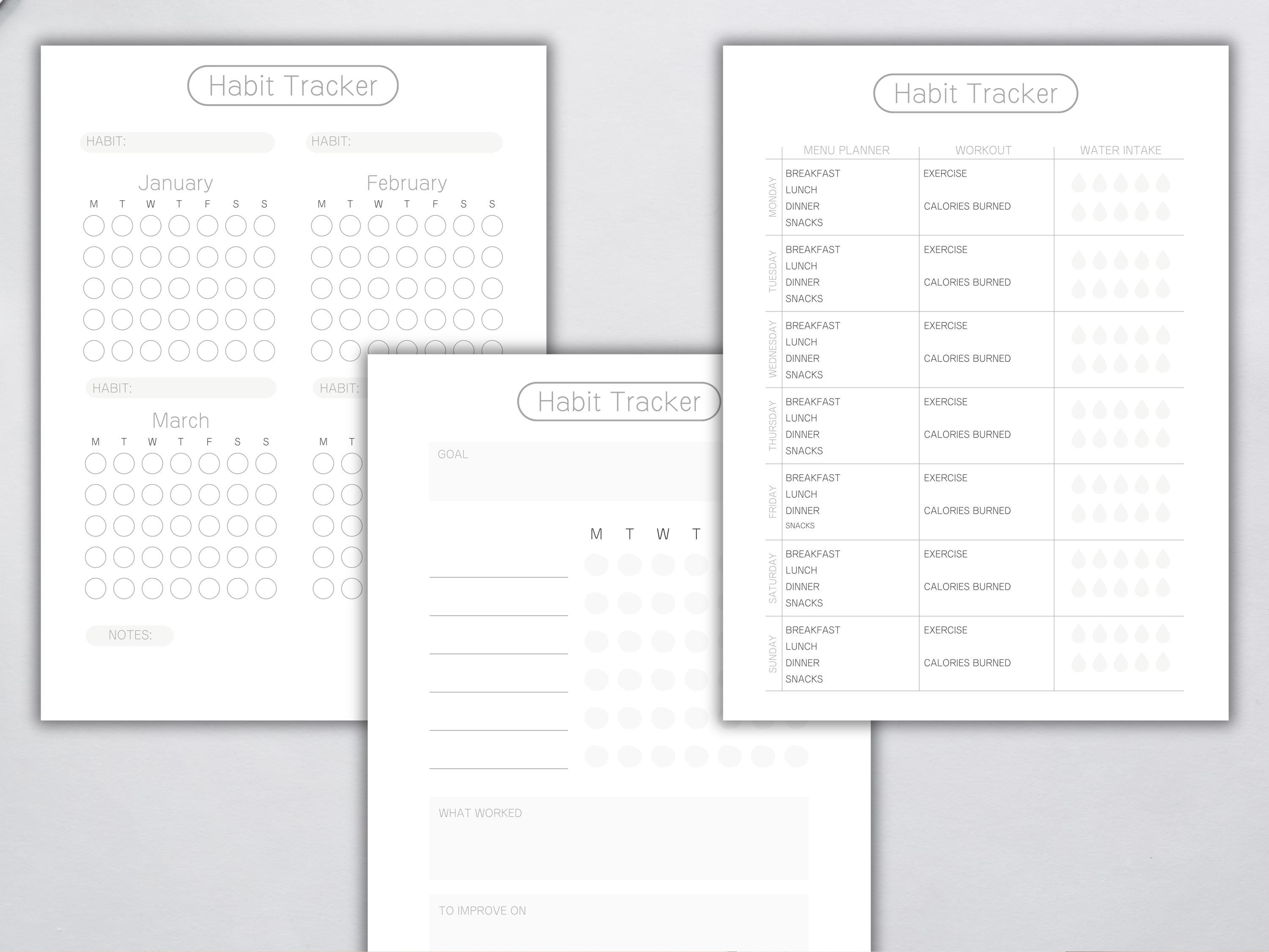 Habit Tracker, Bundle of 13 Habit Tracker Templates for E-ink Tablet ...