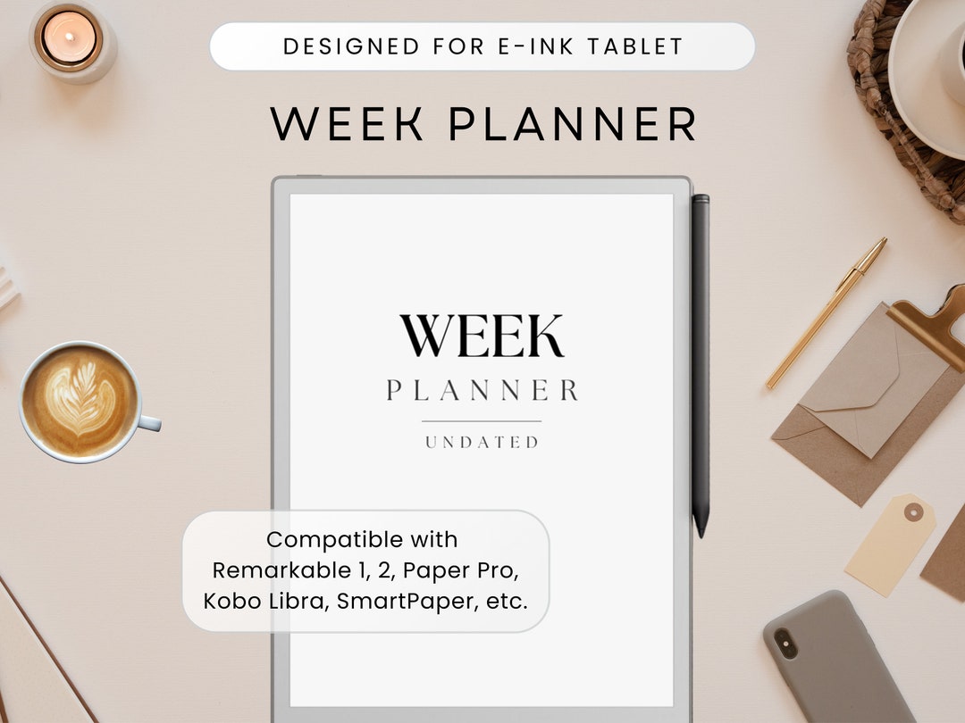 Simple Week Planner for E-ink Tablets, Weekly Planner, Digital Planner ...