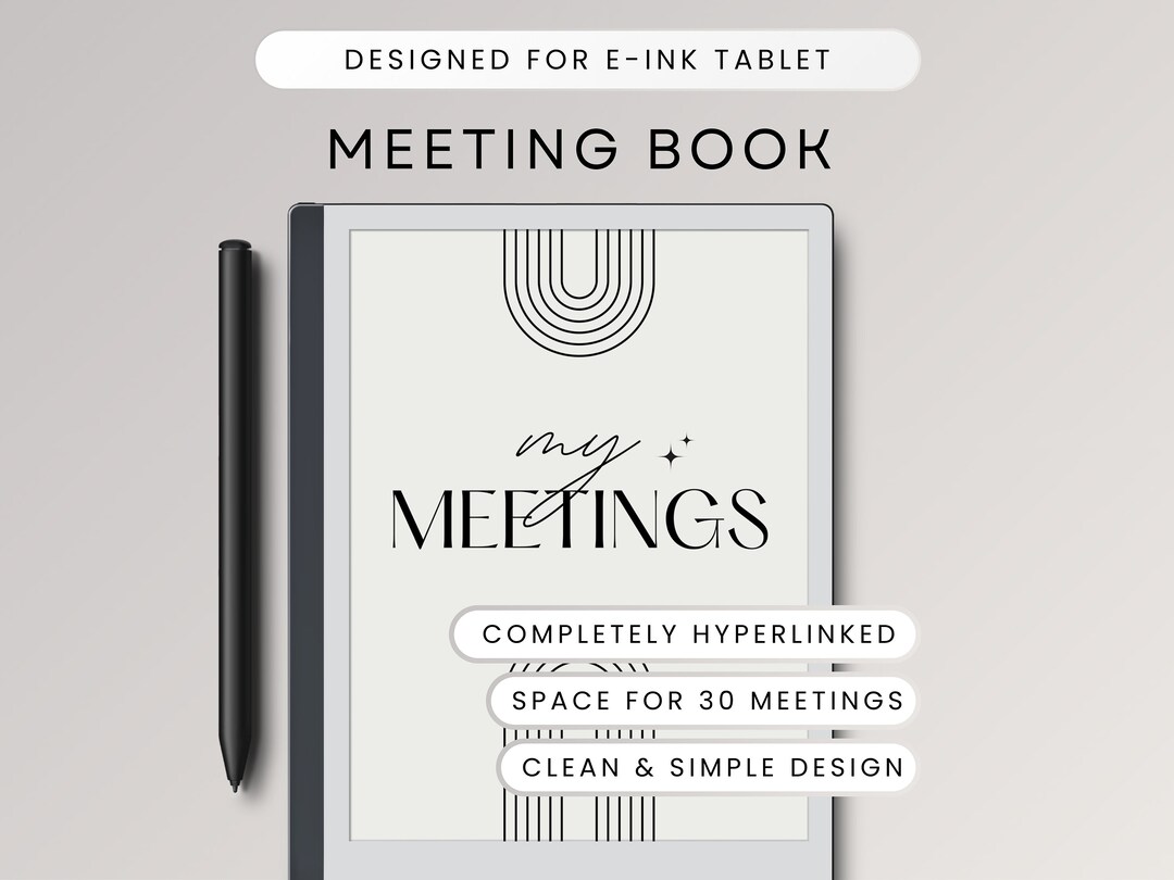 Meeting Book Template for E-ink Tablet , Meeting Notes, Hyperlinked PDF ...