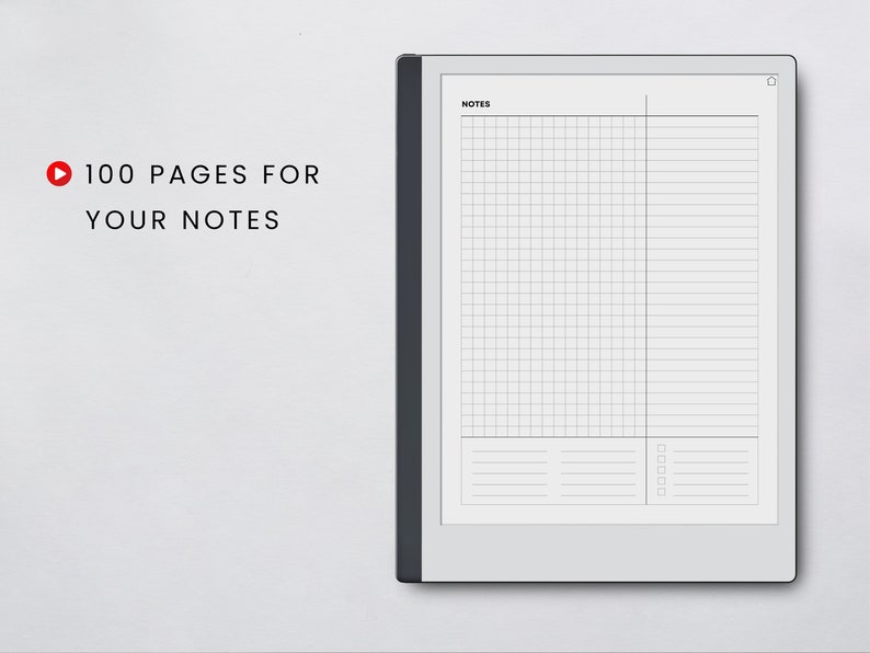Notebook Template for E-ink Tablet, Digital Notebook, Checkered ...