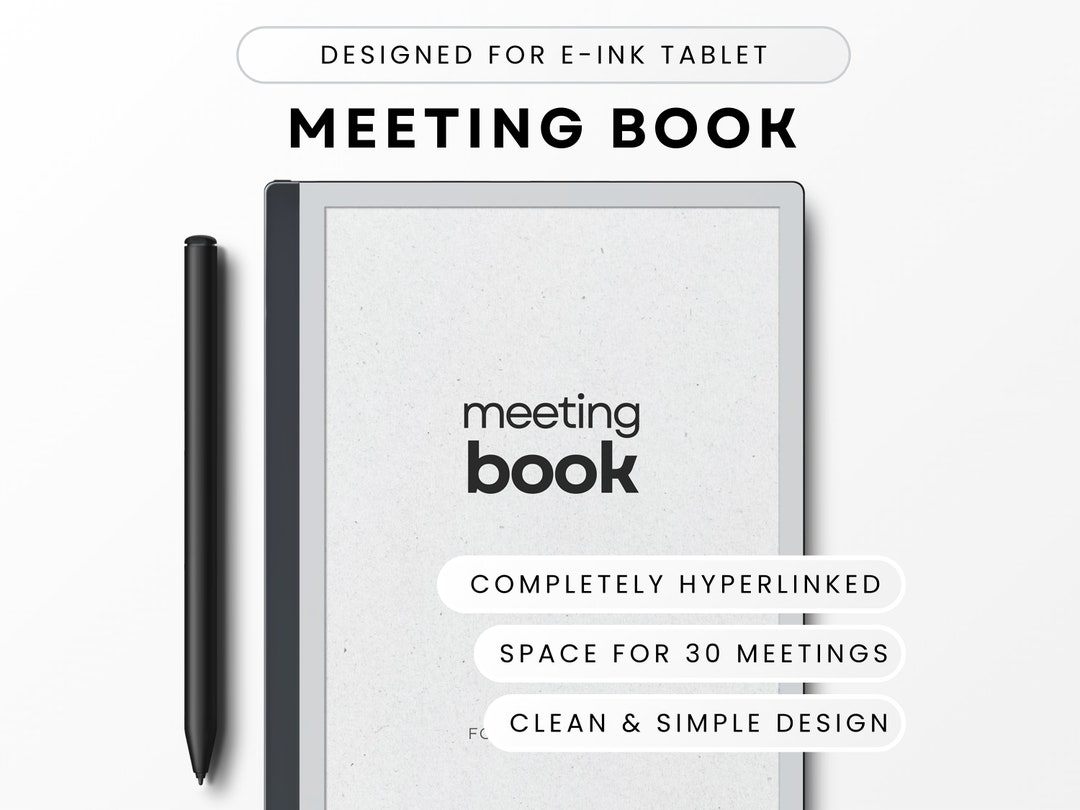 Meeting Book Template for E-ink Tablet, Meeting Notes, Hyperlinked PDF ...