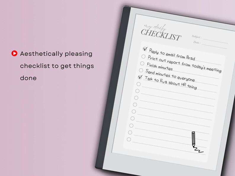 Checklist, to Do List Templates, Digital Download, Todo, for E-ink ...