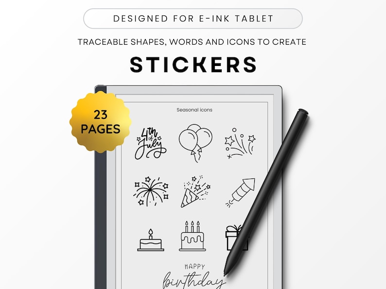 Shapes, Visuals, Images, Letters to Create Stickers for E-ink-tablet ...
