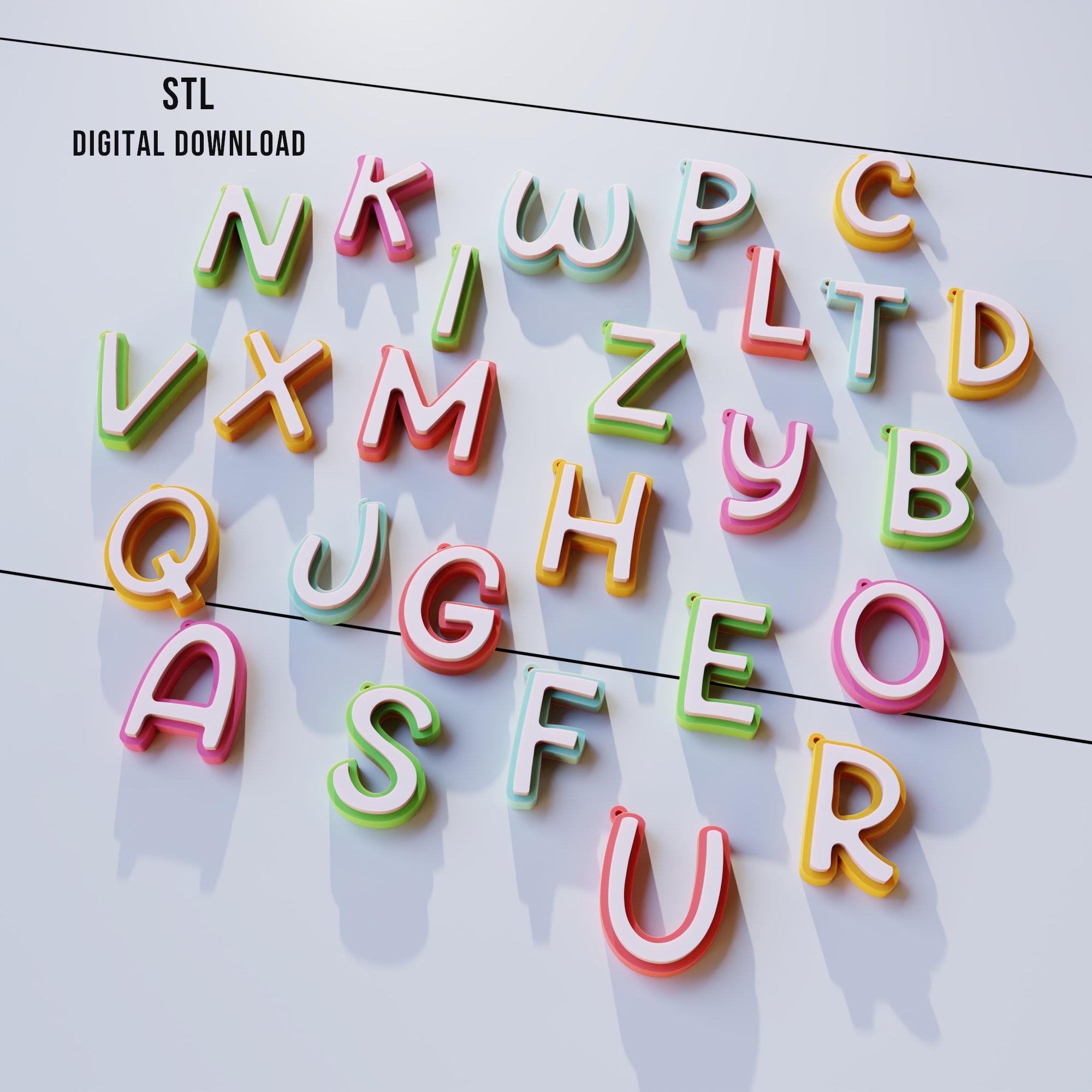 Keychain With Letters Pack 3d Printing File - STL Digital Download - Etsy