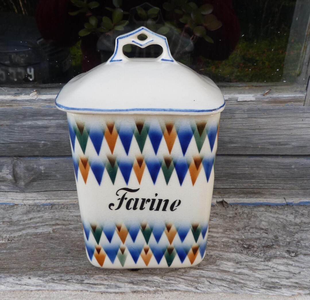 Vintage Old French 1920 Art Déco Ceramica Kitchen Pot Farine FLOUR - Etsy