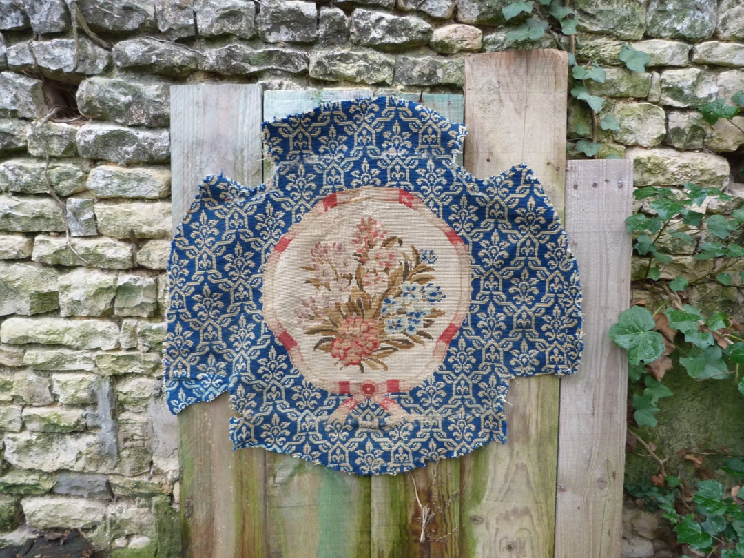 French Antique Berlin Work Needlepoint Tapestry Chair Top Handmade - Etsy