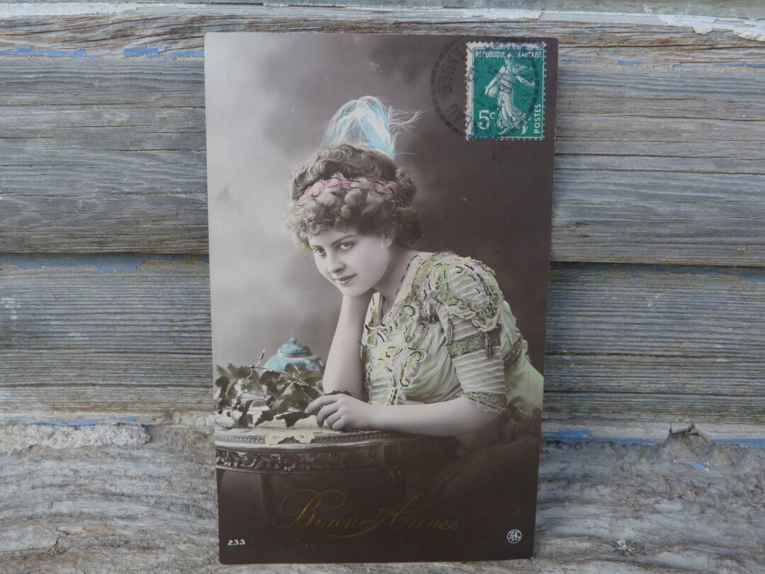 Vintage 1900 Postcard Recolored Real Photography Young Elegant Lady - Etsy
