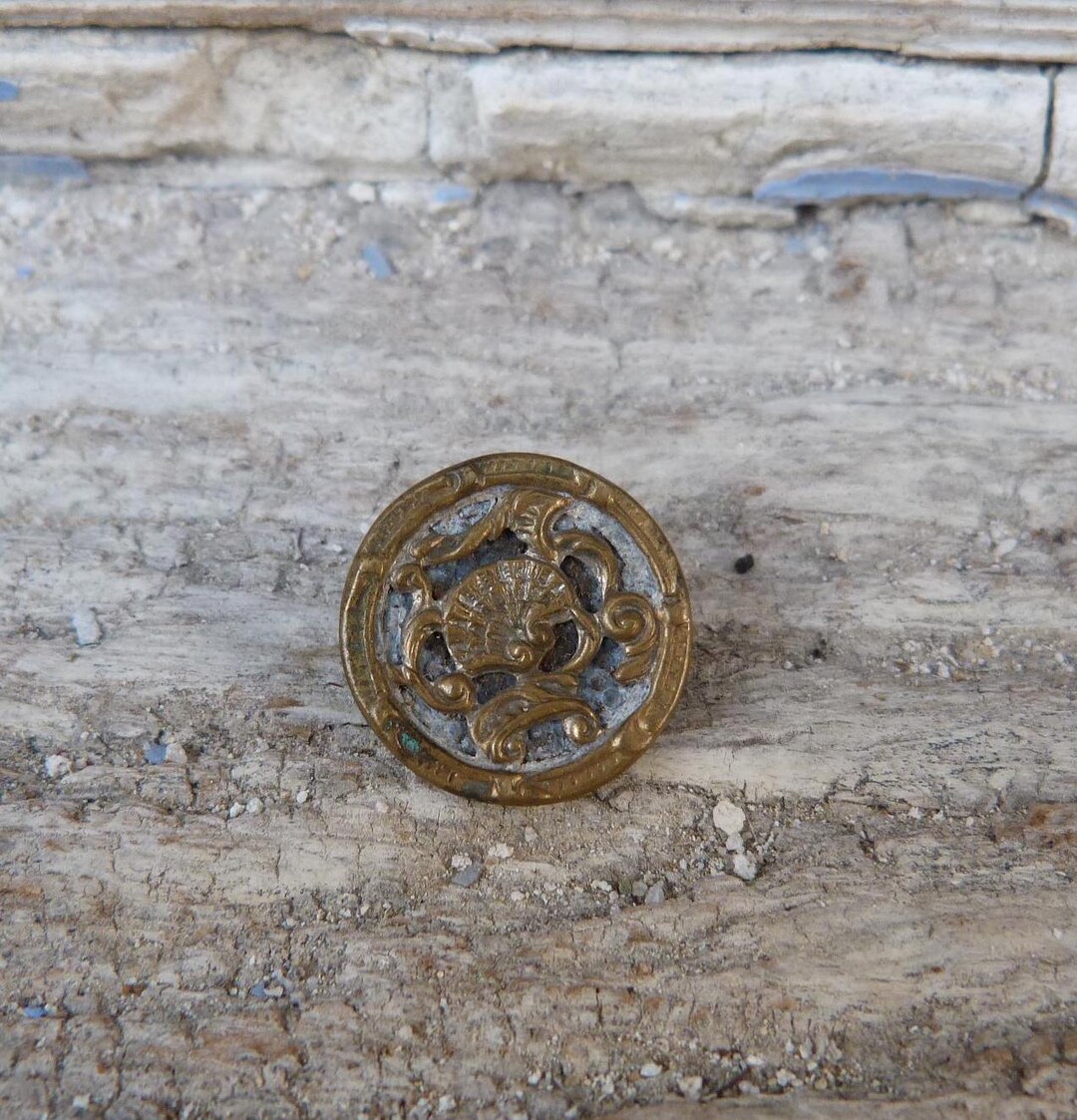 Vintage Antique 1890 French Victorian Brass Rounded Button - Etsy