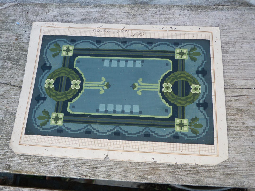 Vintage Antique Victorian Cross Stiched Sample Pattern for Tapestry ...