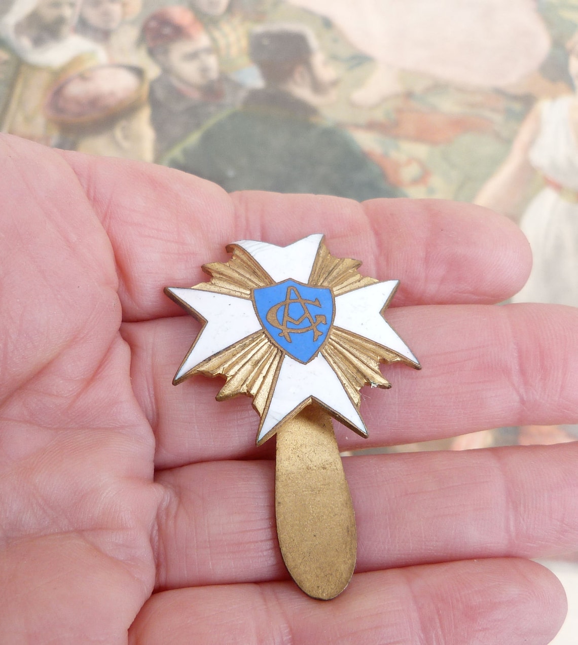 Vintage Antique French Military Enameled Medal Pin | Etsy