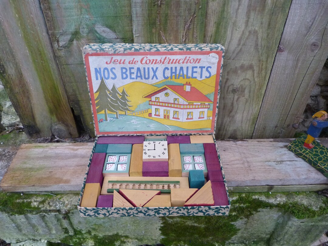 French Antique Wooden Building Blocks Toy Game to Build 1930/1950 ...