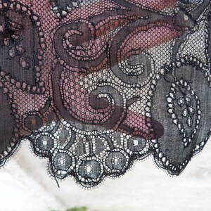 Vintage Antique 1800s/1900s French Victorian Handmade Black Lace 60 " X ...