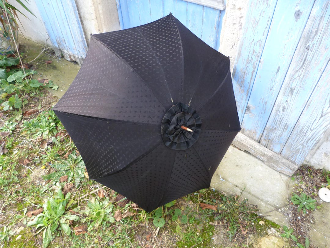 Vintage Old French Antique Edwardian 1900 Black Umbrella Parasol to ...