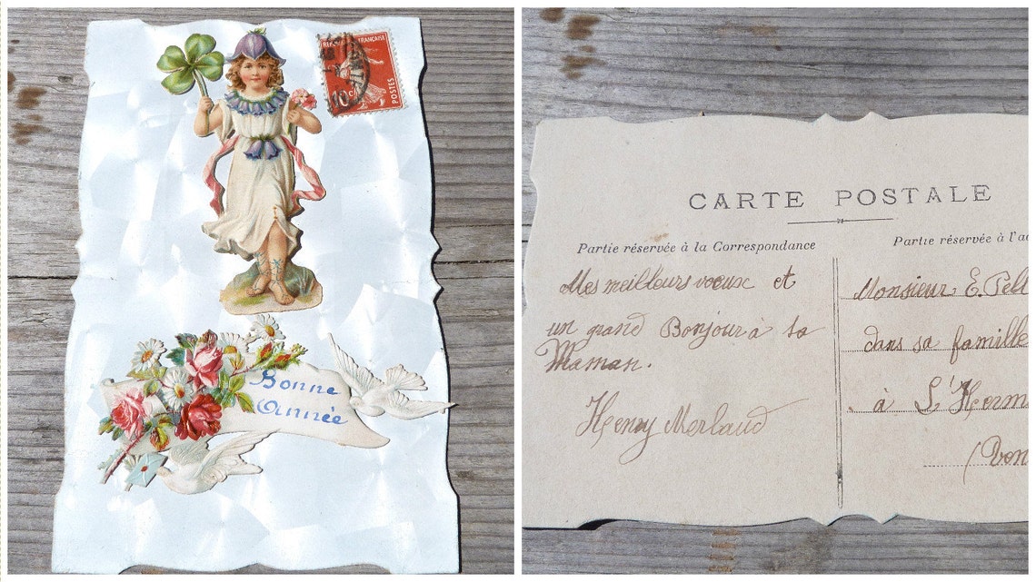 Vintage Antique 1900 French Fancy Postcard Adorned With Die - Etsy