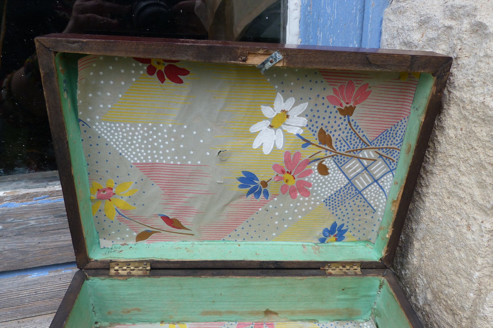 Vintage Old French Victorian Wood Box Case With Wall Paper | Etsy