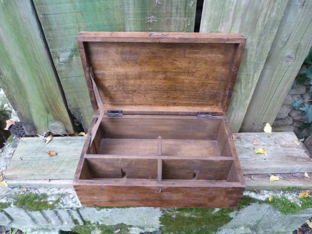 Antique Old French Rustic Big Wood Trinket With Compartments Inside ...
