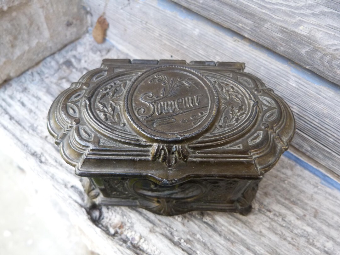 Vintage 1900s Old Frenc Bronze Jewelry Box Casket / Trinket Box Louis ...