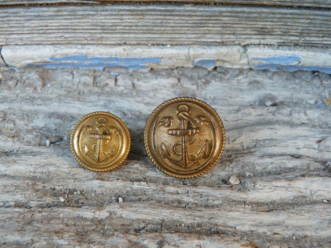 Vintage Old French Brass Navy Buttons Figuring Anchor Set of 2 - Etsy