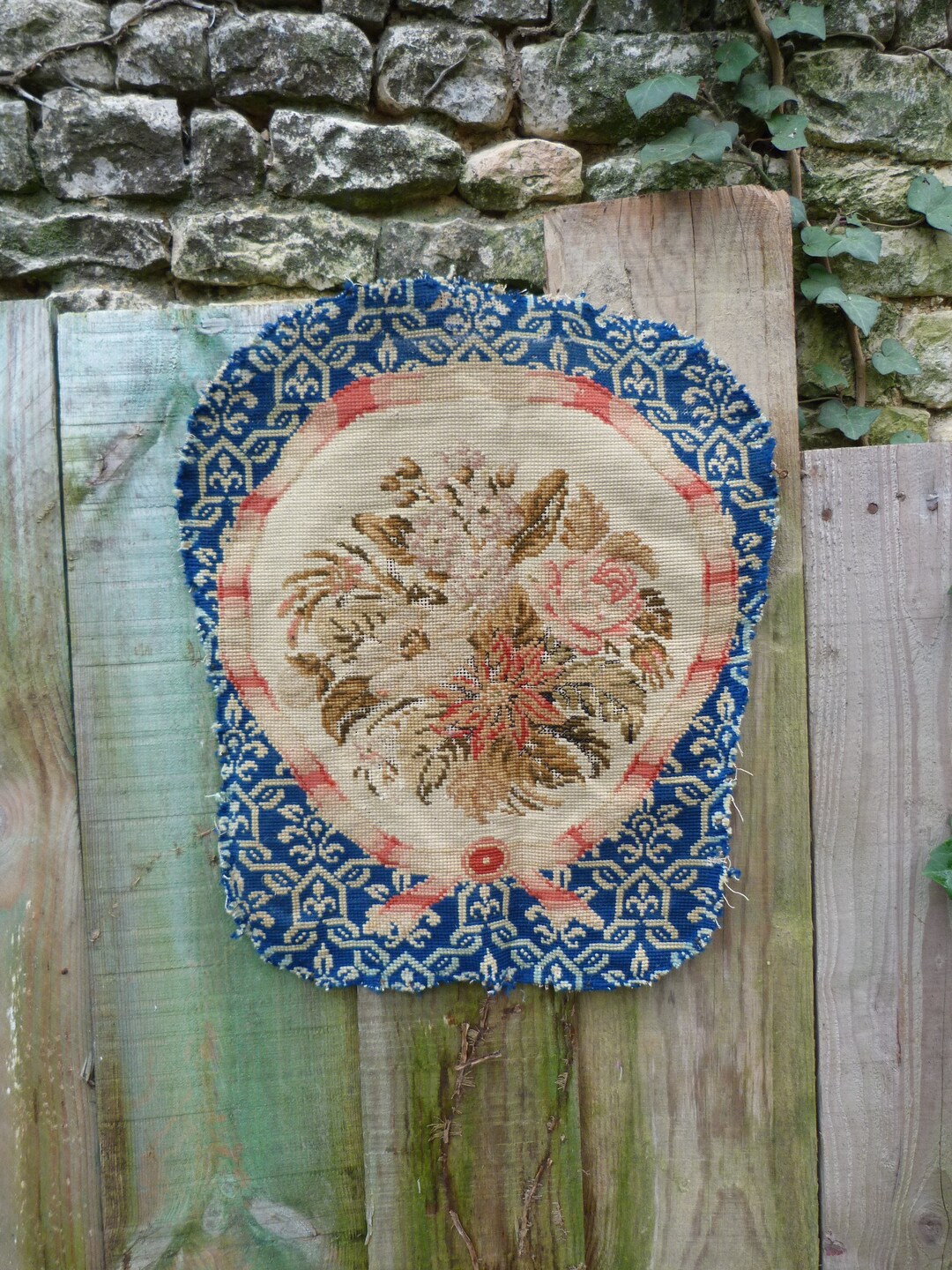 French Antique Berlin Work Needlepoint Tapestry Chair Top Handmade - Etsy