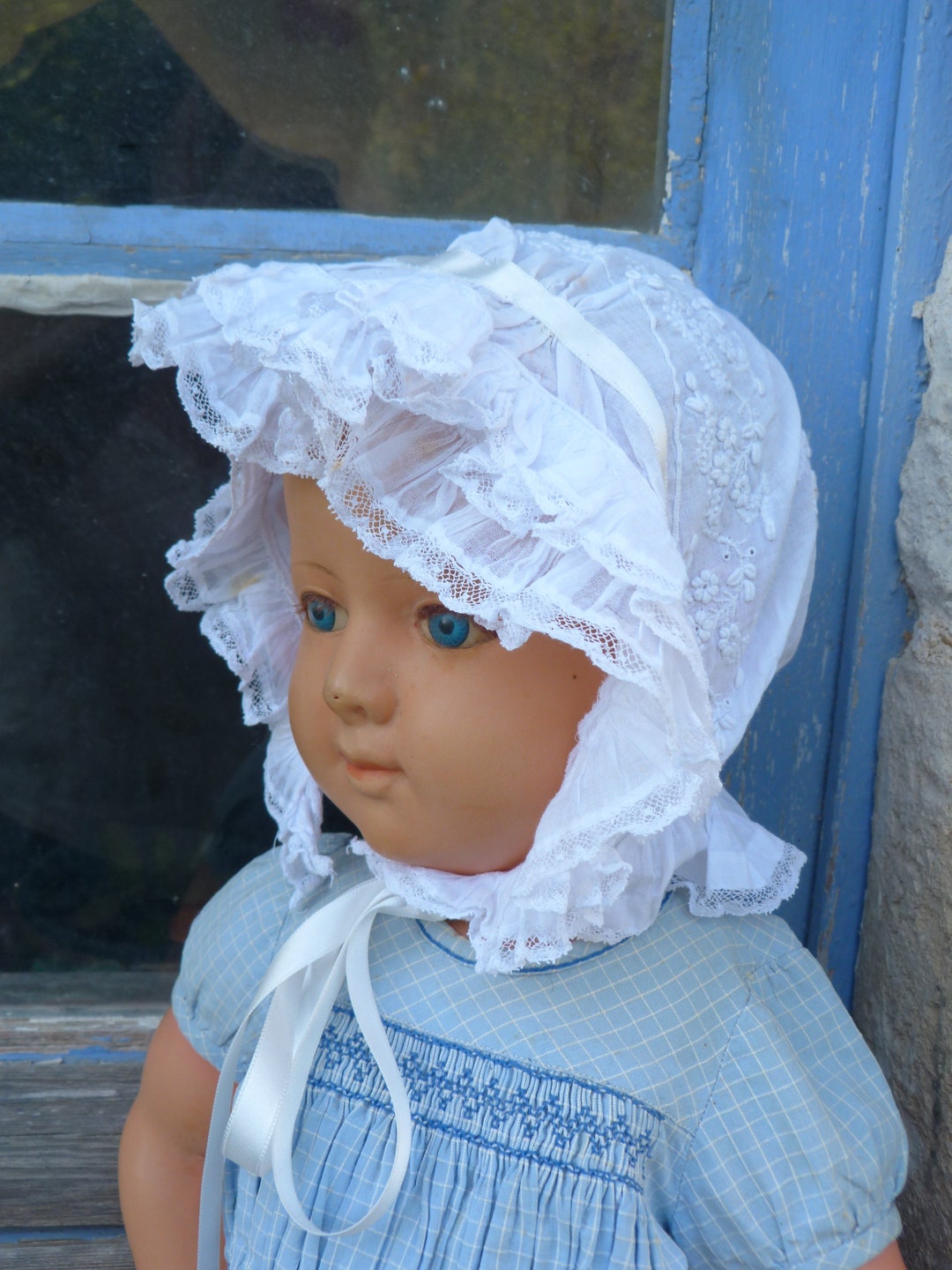 Vintage 1890/1900s Old French Handmade Baby or Doll Bonnet White ...