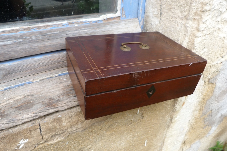 Vintage Old French Victorian Wood Box Case With Wall Paper Inside - Etsy