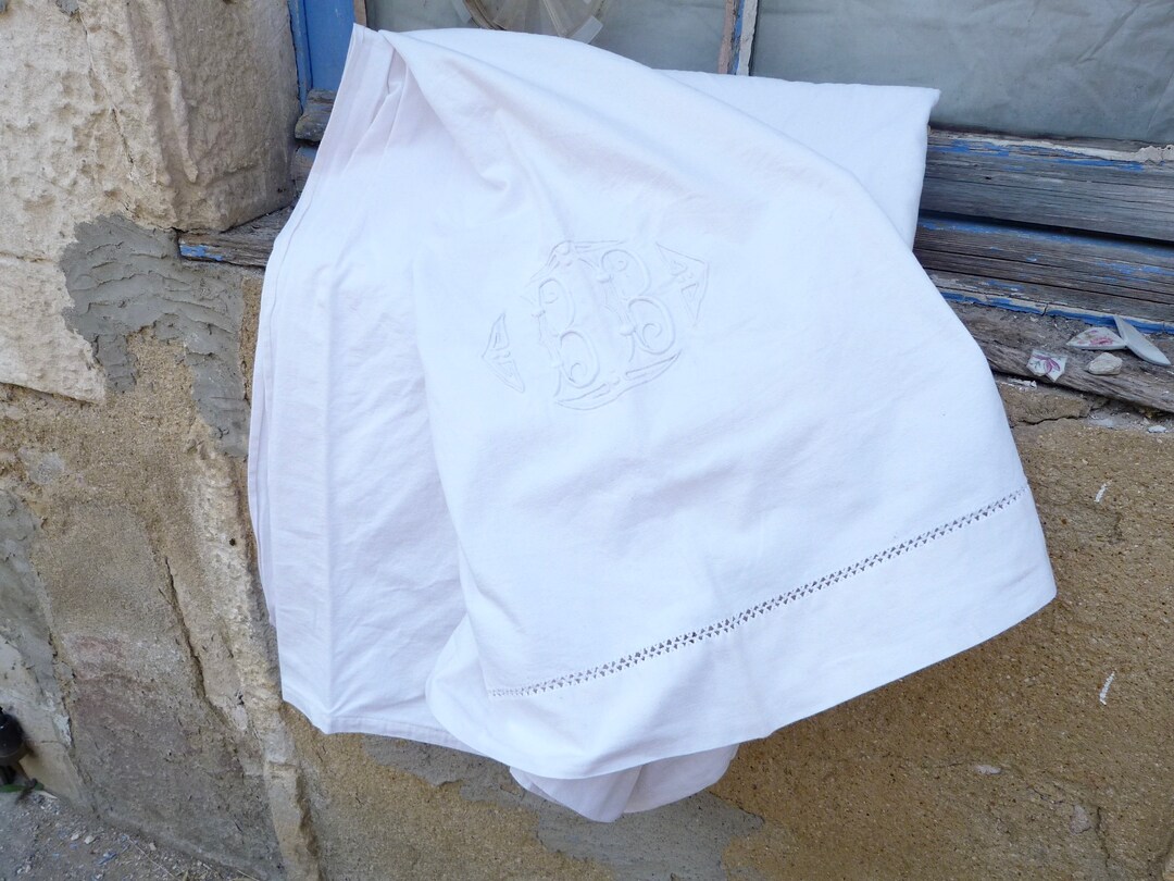 Vintage Old French 1920 Bedding Pure Linen off White Sheet Pin Tuck ...