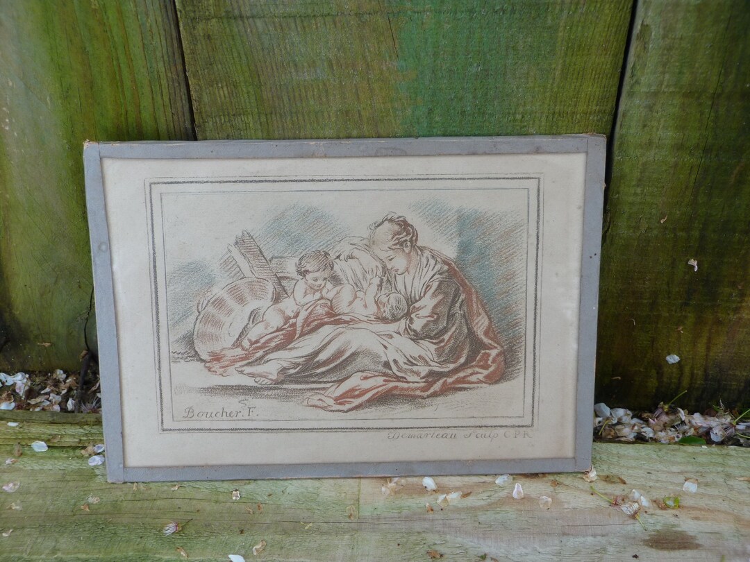 Antique Etching Demarteau Gilles After Boucher Sanguine à La Manière Crayon - Etsy