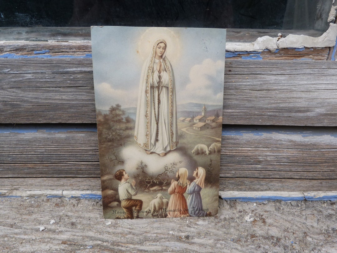 Vintage 1960 Souvenir De Fatima Pilgrim Religious Holy Virgin Portugal ...