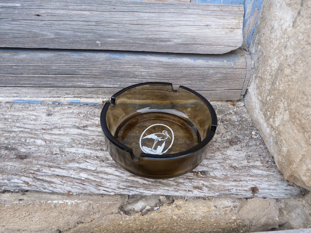 Vintage Old French 1950 Cigogne Hansi Alsace Brown Glass Ashtray - Etsy
