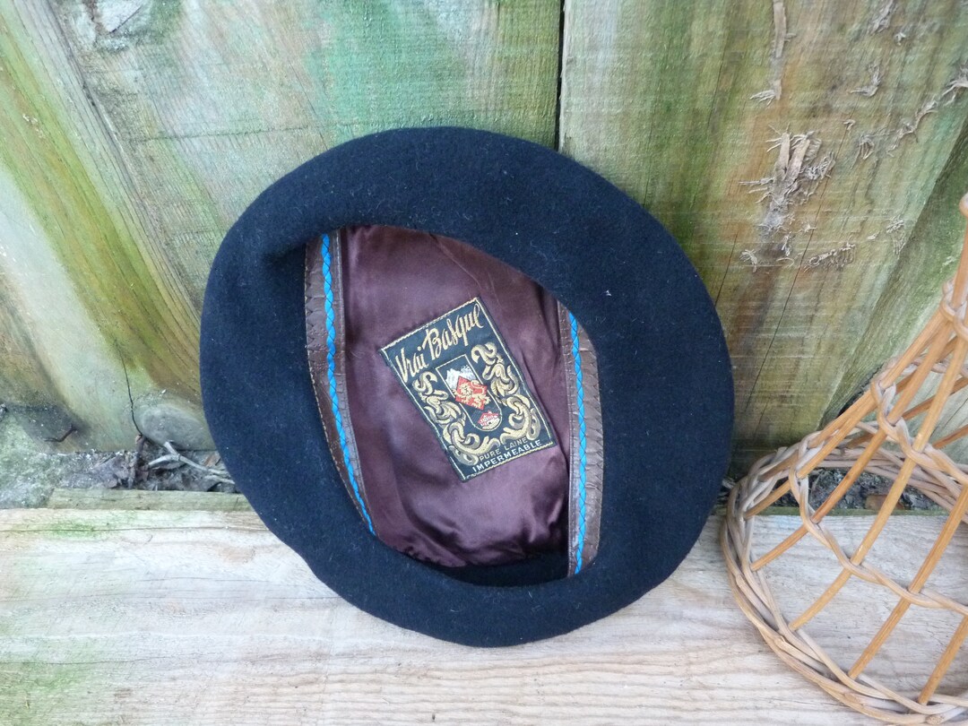 Vintage Béret Basque Black Wool Felt Hat Vrai Basque 100% Wool ...