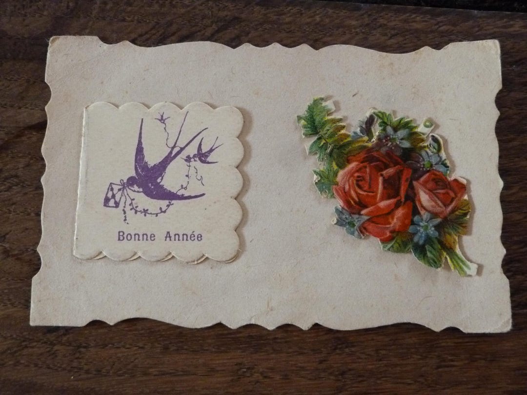 Vintage Antique 1900 Old French Fancy Postcard Adorned With a Small ...