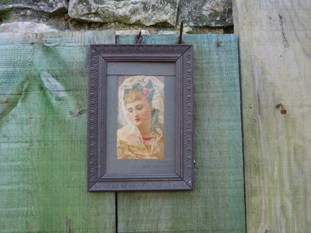 Vintage 1900 Edwardian Old French Wood Frame With Chromolithograph ...