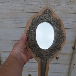 Antique Carved Wood Face Hand Mirror Old French - Etsy