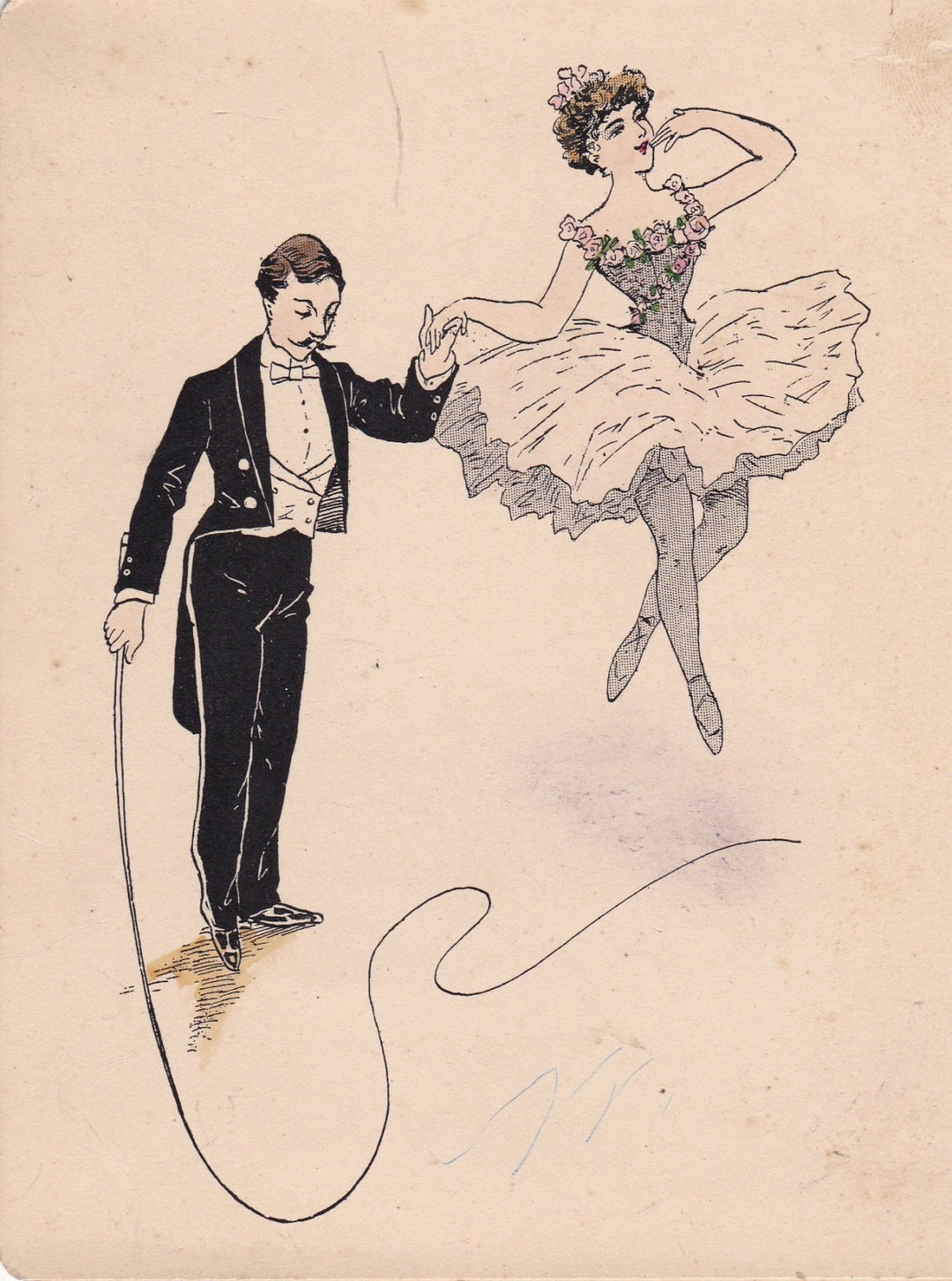 Vintage 1900/1910 French CIRCUS CABARET Illustration Card /clown ...